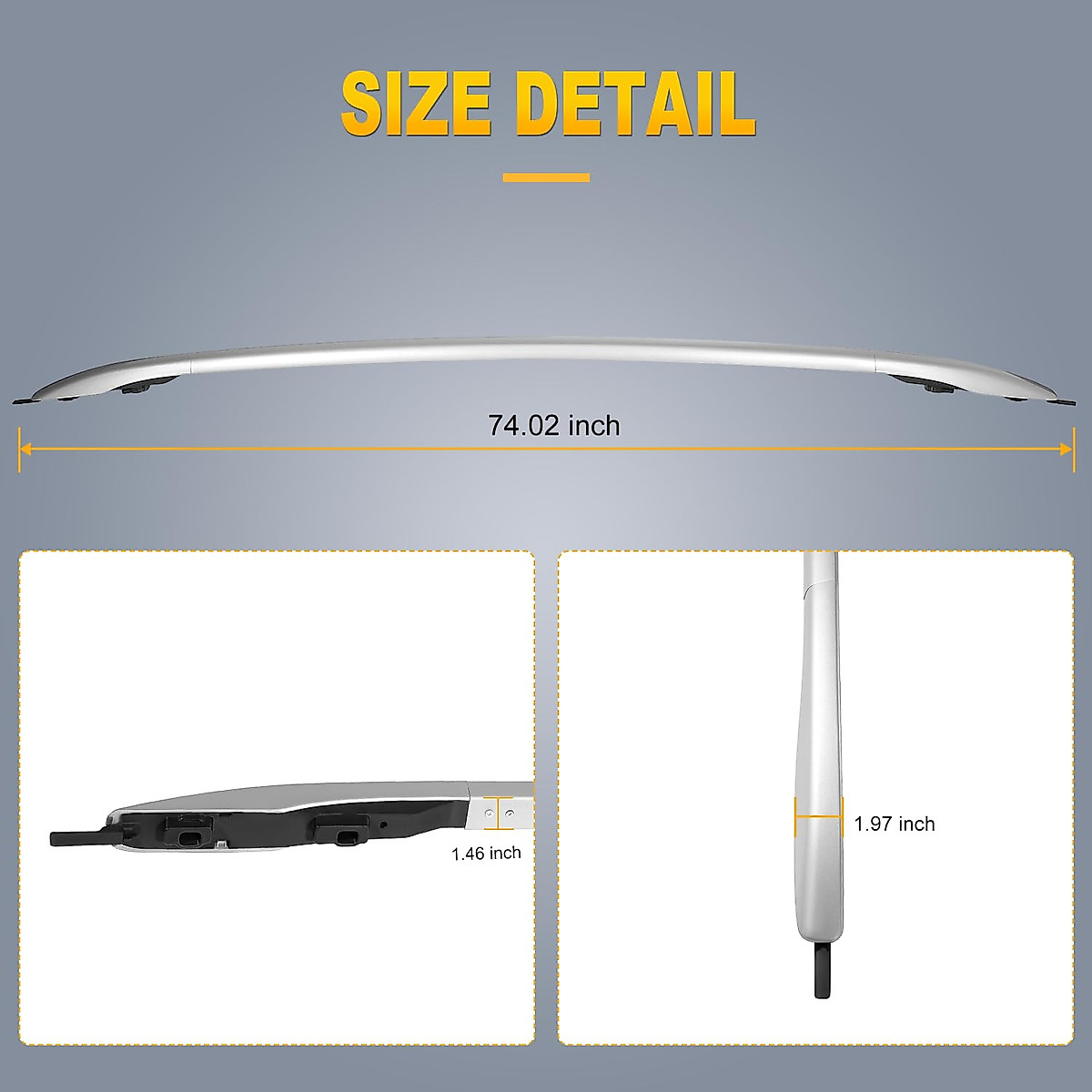 OCPTY Roof Rack Side Rails Fit for Ford Escape 2013 2014 2015 2016 Cargo Bars for Cargo Carrier Bag Luggage Kayak Canoe Bike Snowboard Skiboard