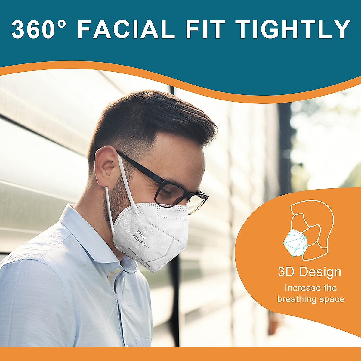 KN95 Face Mask, 20 Pcs 5-Ply White Cup Dust Safety Masks, Filter Efficiency≥95%, Men Women Kids Disposable Respirator Mask Protection Against PM2.5 with Nose Bridge Clip