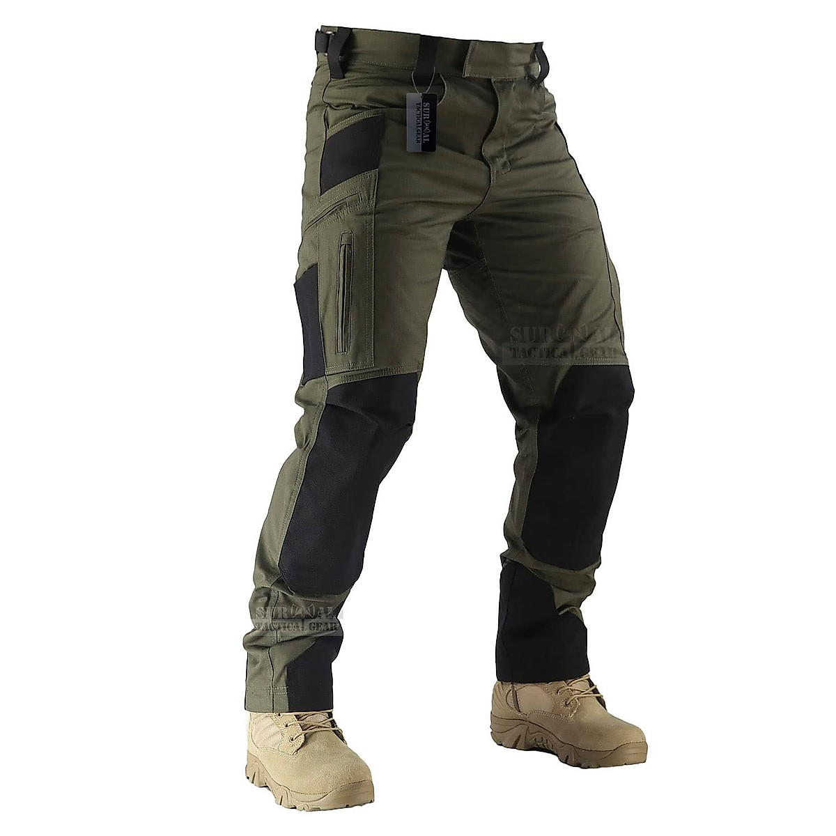 Survival Tactical Gear Combat Pant Motorcycle Riding Pants Ripstop Military Camo Trousers for Camping Hiking (Ranger Green(Pro), M)