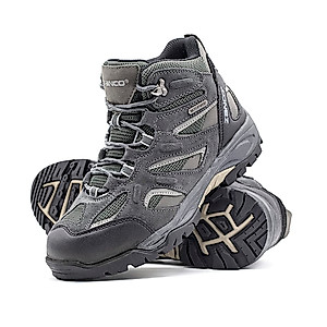 zanco Men's Waterproof MID-TOP Hiking Boots for Outdoor Trekking Camping Backpacking Grey