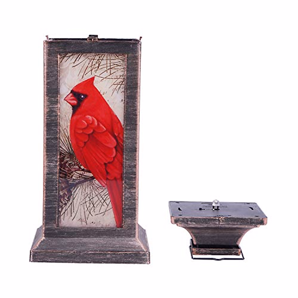 Topadorn Hanging Solar Lantern Waterproof Portable Lamp Outdoor Garden Decorative LED Light, Red Bird,10"H