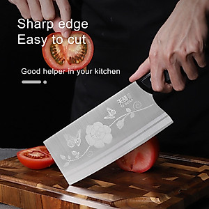 Meat Cleaver Knife 7.2 Inch, Ultra Sharp Chinese Chef's Knives, Full-tang Chopping Knife, 30Cr13 Steel Blade Thickness 2 mm, TJ SEGA Series TC17068