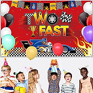 Two Fast Backdrop Two Fast Birthday Decorations Racing Theme Party Decorations Racing Car Second Birthday Photography Background Racing Boys Kids Birthday Party Supplies