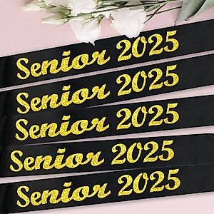 Generic 12 Pcs Black Senior 2025 Sash with Gold Glitter Letters - Senior Sashes Class of 2025, Celebration Graduation sash, Senior Cheer Sash, Class Competition Sashes, Graduation Party Supplies