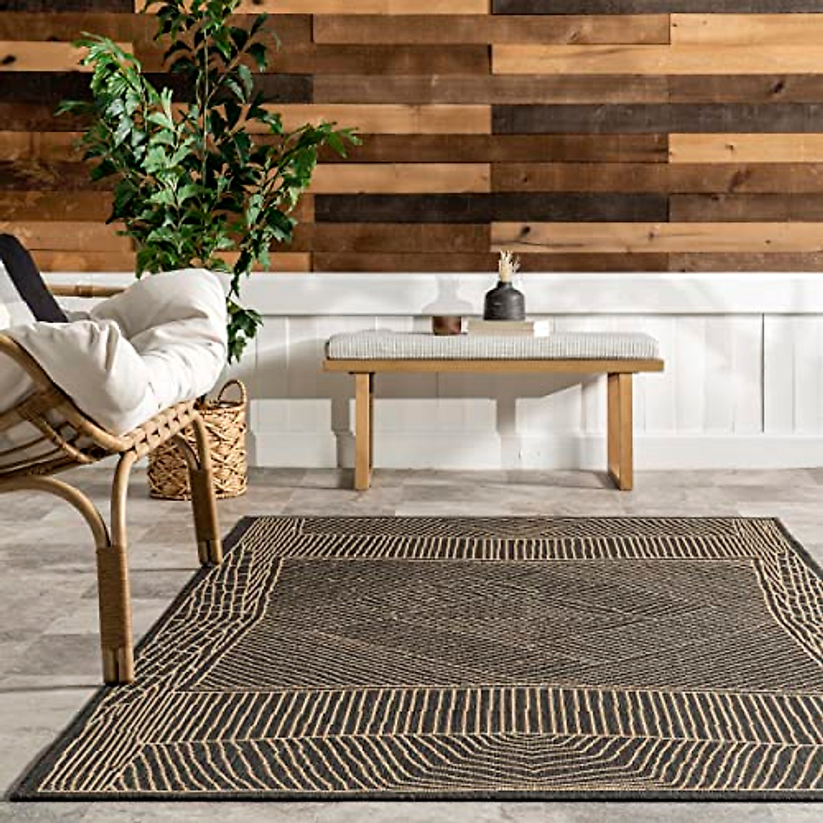 nuLOOM Myrna Geometric Indoor/Outdoor Area Rug, 8' x 10', Dark Grey