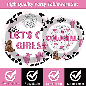 96pcs Lets Go Girls Bachelorette Party Tableware Set Western Cowgirl Party Supplies Plates Napkins Fork Printing Bachelorette Bridal Shower Party Supplies For Bachelorette Party Serves 24 Guests