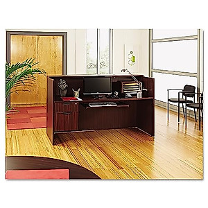 Alera ALEVA327236MY Valencia Series 71 in. x 35.5 in. x 29.5 in. - 42.5 in. Reception Desk with Counter - Mahogany