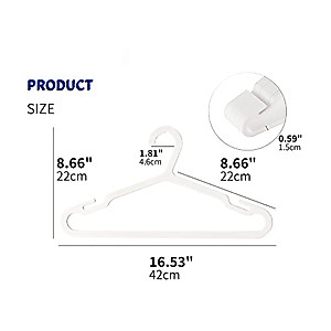 Yishyfier Plastic Clothes Hangers 16.5 Inches,Durable & Space Saving Coat Hanger Laundry/Daily Use,4mm Heavy Duty White Hangers for Coats,Jackets,T-Shirt,Pants & Dress(40Pack