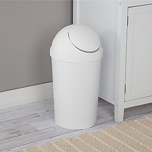 Sterilite 10838006 3 Gallon/11.4 Liter Round SwingTop Wastebasket, White, 6-Pack