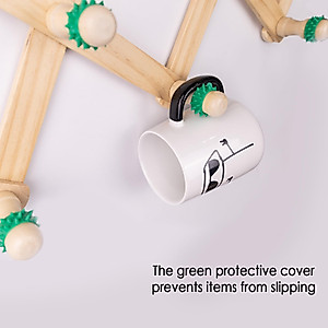 Wooden Expandable Accordion Wall Hanger,2 Pack Including 20 Peg Hooks,Perfectly Hook for Coats, Mugs,Coffee, Coat,Keys, Hat Rack,X Shap,Make Living Room Decorative and Neat,Rustic Style (White)