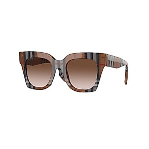 BURBERRY Kitty BE4364 396713 49MM Check Brown/Brown Gradient Square Sunglasses for Women + BUNDLE With Designer iWear Eyewear Kit