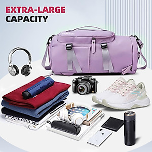 Gym Bag for Women - Sports duffel bag Travel Backpack Waterproof With Shoes Compartment Durable Weekender Overnight Bag(PURPLE)