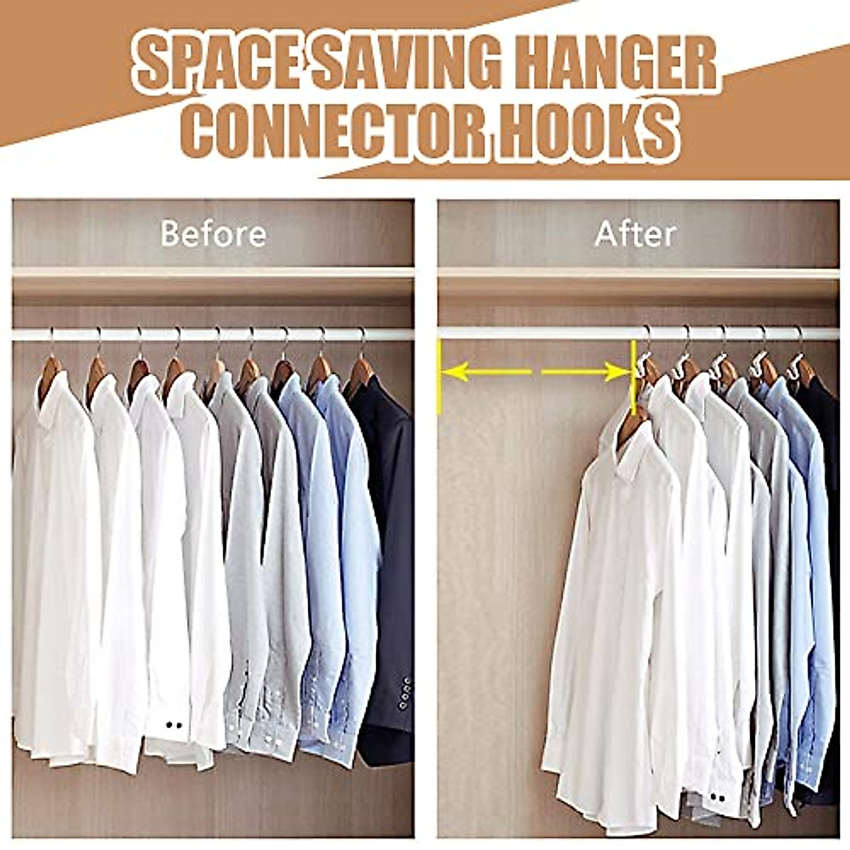 Clothes Hanger Connector Hooks, 60PCS Cascading Clothes Hangers for Heavy Duty Space Saving Cascading Connection Hooks for Clothes Closet, White
