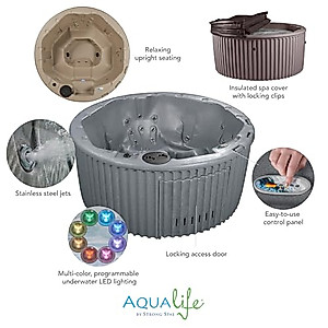 AquaLife Outback™ 5-6 Person 20-Jet Non-Lounger Hot Tub with LED Lighting and Insulated Cover