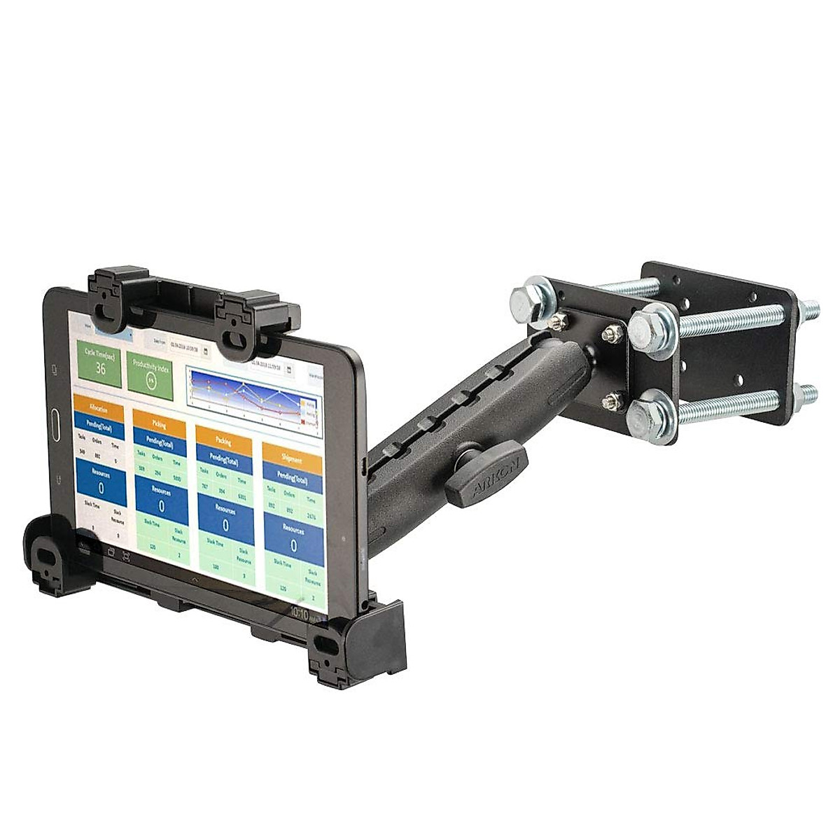 ARKON Mounts - Forklift Tablet Mount with Front Guard Mount | Tablet Mount for Forklift | Locking Holder with Keys & Security Hardware | Compatible with Ipad, Samsung, and More
