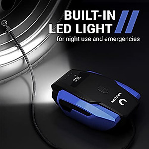 VacLife Tire Inflator Portable Air Compressor - Air Pump for Car Tires (up to 50 PSI), 12V DC Tire Pump for Bikes (up to 150 PSI) w/LED Light, Digital Pressure Gauge, Model: ATJ-1166, Blue (VL701)