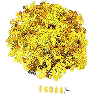 500Pcs Confetti Craft Sign, Money Sign Gold Money Sign Sequins, Glitter Gold Money Sign, Table Scatters Throwing Confetti for Casino Wedding Party Baby Bridal Shower Decorations Golden