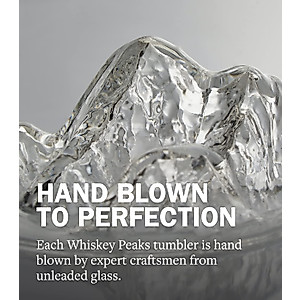 Huckberry Whiskey Peaks Iconic Mountain Bar Glasses, 11.5 oz Capacity, Lead-Free Crystal, Mt. Everest, Set of 2