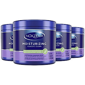 Noxzema Classic Clean Original Deep Cleansing Cream for Soft & Smooth Skin – Real Eucalytpus Extract Noxzema Moisturizing Cleansing Cream Face Wash, 12 Oz Ea (Pack of 4)