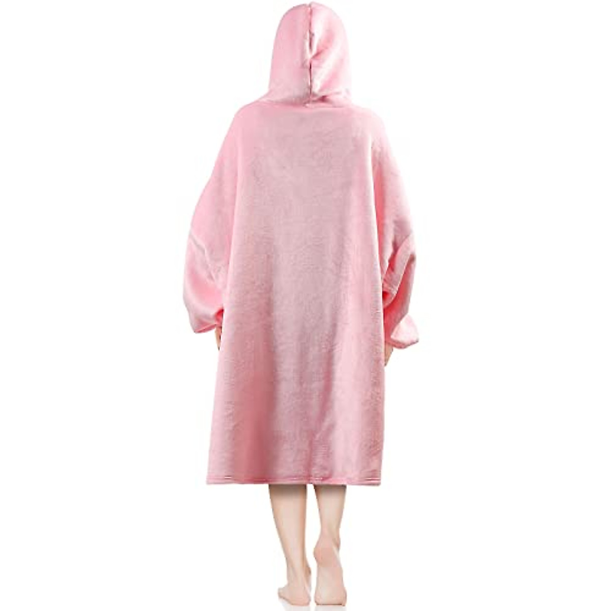 Wearable Blankets Hoodies for Adults Women Men, Oversized Hooded Sweatshirt, Soft Cozy Fleece Long Hoodie with Giant Pocket Pink