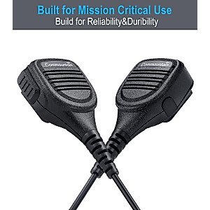 commountain Speaker Mic for Motorola Radios R2 BPR40D BPR40 CP100D CP200D CP200 CP185 CLS1410 CLS1110 DLR1060 RDU4100 RDU4160D RMU2040 RMU2080D CLS DTR RDU RMU, 2 Pin Shoulder Microphone