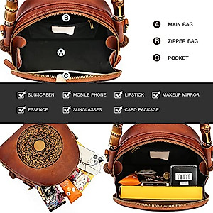 Genuine Leather Handbag for Women, Retro Organizer Top Handle Satchel