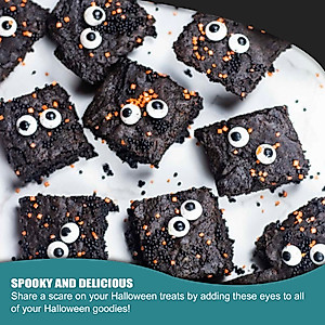 Spooky Eye Toppers - 4 oz Resealable Stand Up Candy Bag - Edible Baking Decorations - Funny White Googly Eyes for Cupcakes, Cakes, Cookies, Brownies - Halloween, Easter, and Edible Art Project Candy