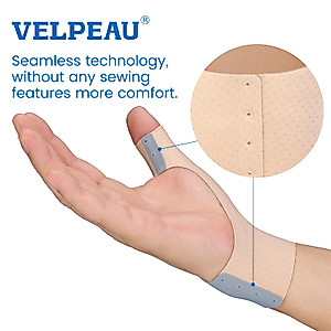 VELPEAU Elastic Thumb Support Brace Liner (Pack of 2) - Waterproof Soft Thumb Compression Sleeve, Splint Protector for Pain Relief, Arthritis, Tendonitis, Sprain, Sport, Fits Left & Right Hand(Medium)