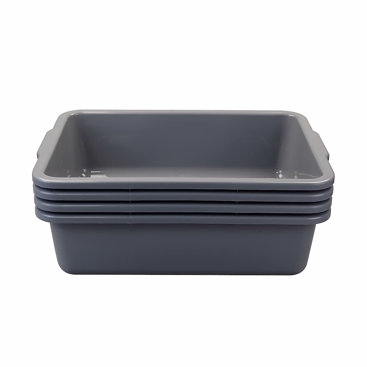 Callyne 4-Pack 32 L Plastic Commercial Bus Box, Large Bus Tubs, Gray