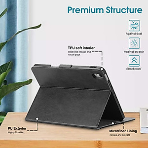 ProCase for iPad Air 11 Inch 2024 / iPad Air 5 2022 / Air 4 2020 Case 10.9 [Support Pencil 2 Charging], Leather Stand Folio Protective Cover Case with Pencil Holder for iPad Air 10.9/11 Inch -Black