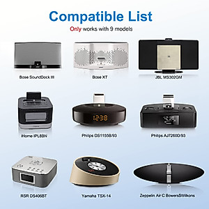 ZIOCOM 8 Pin Bluetooth Adapter Receiver for Bose Sounddock III/XT, JBL MS302GM, Philips DS1155B/93, Philips AJ7260D/93, Yamaha TSX-14, iHome IPL8BN, Zeppelin Air C Bowers Wilkons, RSR DS406BT