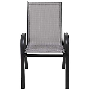 Flash Furniture 5 Pack Brazos Series Gray Outdoor Stack Chair with Flex Comfort Material and Metal Frame