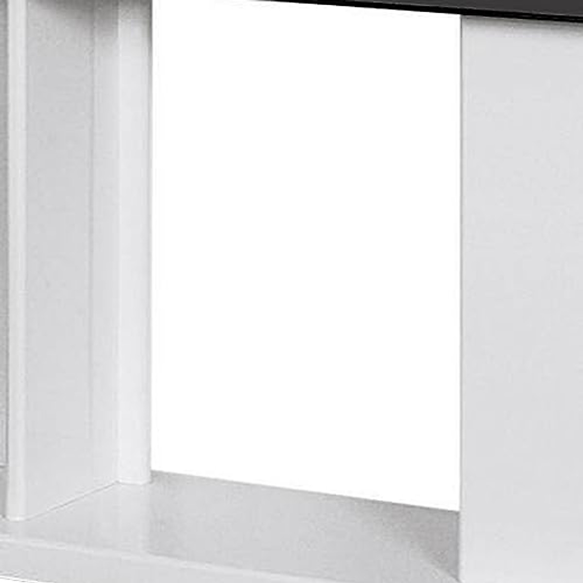 Benjara Liam 47 Inch Sofa Console Table, Wood, Pedestal Base, Glass Top, White, Black