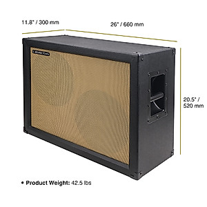 Sound Town 2 x 12 130W Open-Back Guitar Speaker Cabinet, Birch Plywood, Black Tolex, Wheat Cloth Grille (GUC212OBBK)