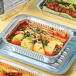 MOACOCK 50 Pack Aluminum Pans with Lids, 2.25lb Foil Pans with Board Lids, Disposable Take Out Food Containers, Foil Pans for Meal Prep Freezer Cooking Baking