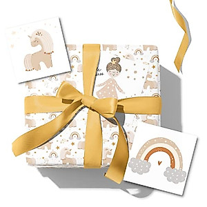 Gift Wrapping Paper - Unicorn Wrapping Paper Birthday Girl -3 Wrapping Paper Sheets (25"x35") Cards & Ribbon - Unicorns Gifts for Girls, Kids Birthday Wrapping Paper Girls, Rainbow Wrapping Paper Kids Wrapping Paper & Baby Shower Wrapping Paper Girl