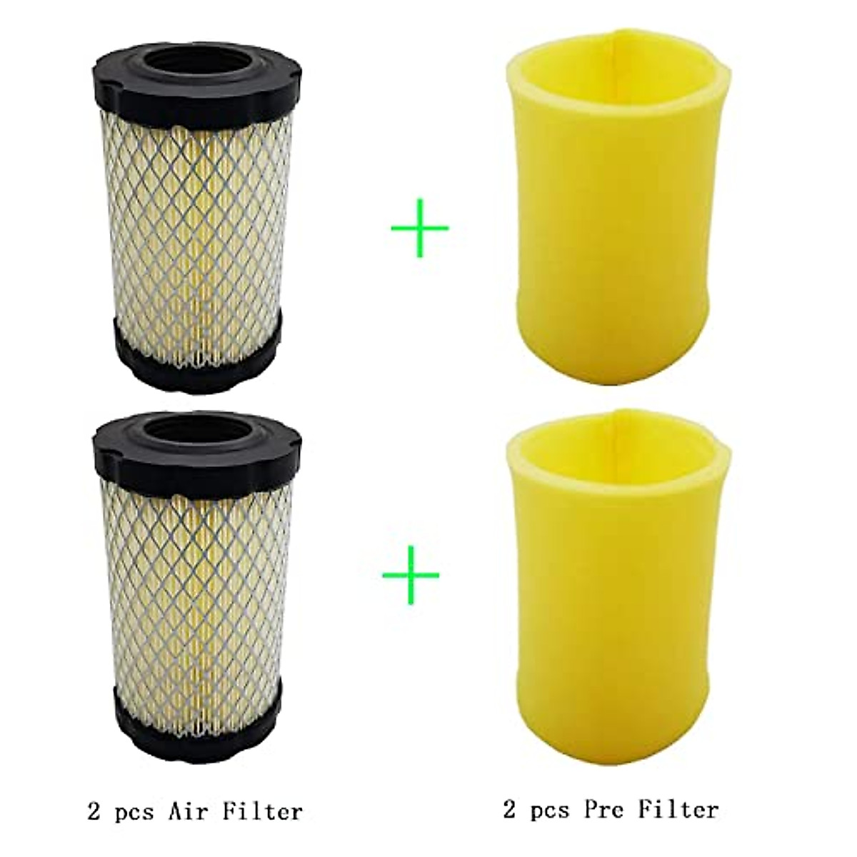 796031 Air Filter&Pre Cleaner Compatible with Briggs Stratton 796031 591334 31A607,John Deere MIU14395,Husqvarna YTH24V48 Lawn Tractor and More (Pack of 2)