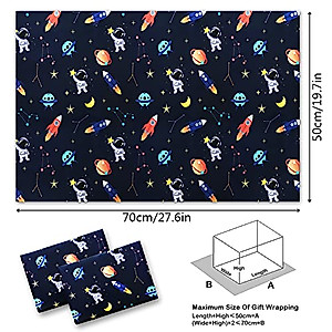 Geluode Birthday Wrapping Paper for Kids Boys Girls Space Lover, Outer Space Wrapping Paper for Birthday Baby Shower Kindergarten Party, 6 Sheets Folded Flat 20x28 Inches Per Sheet