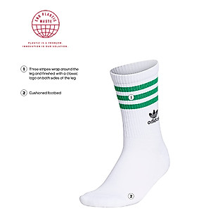 adidas Originals Unisex-Adult Roller Crew Socks (1-Pair), White/Green/Black, Medium