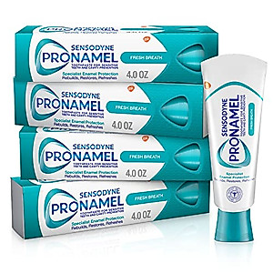 Sensodyne Pronamel Fresh Breath Enamel Toothpaste for Sensitive Teeth and Cavity Protection, Sensitivity Protection and Cavity Protection, Fresh Wave - 4 Ounces x 4