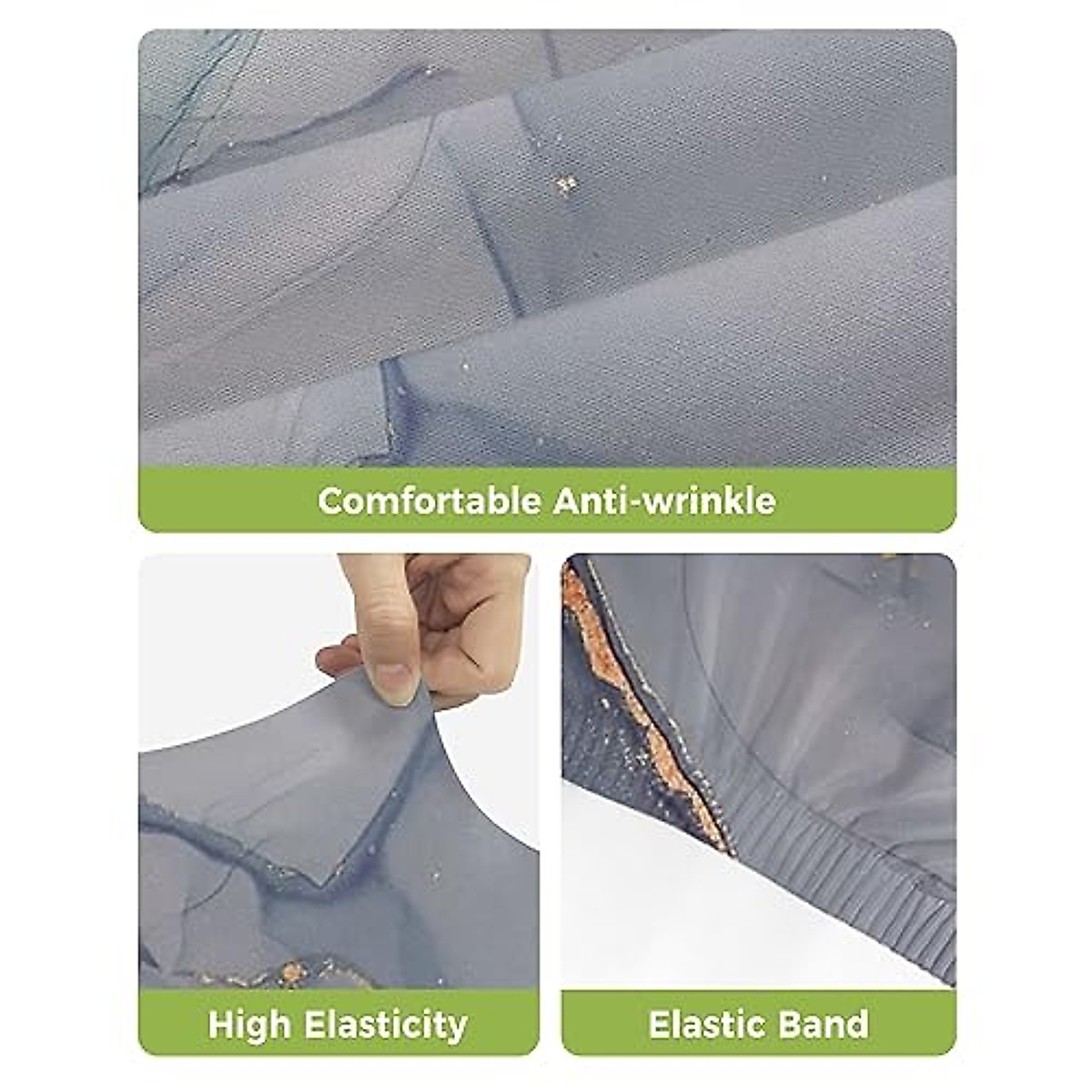 IDOWMAT Bar Stool Cover with Back - Stretch Washable Chair Covers Gold Gray Marble Abstract Ink Art Painting Chairs Slipcover for Kitchen Pub Dining Room Cafe, 4 Pack