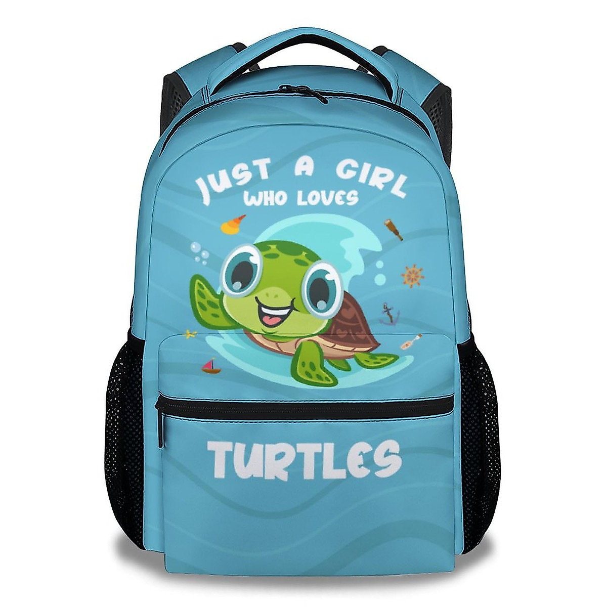 KAXVZER Sea Turtle Backpack for Girls - 16 Inch Blue Backpacks for School - Cute Lightweight Bookbag for Kids