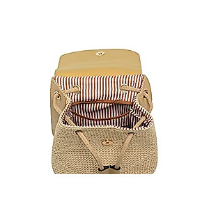 Brand: SEVEVN This is a cute and fashionable backpack woven in rattan that can also be carried by hand. (beige)