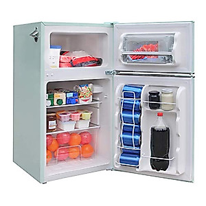Frigidaire EFR840-MINT EFR840 Retro Mini Fridge with Freezer & Side Bottle Opener-Small 2 Door Refrigerator for Office Bar or College Dorm Room-3.2 Cu Ft, Mint
