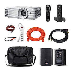 Backyard Theater Kit | Recreation Series System | 9' Front and Rear Projection Screen with 1080p HD Savi 4000 Lumen Projector, Sound System, Streaming Device w/WiFi (EZ-950)