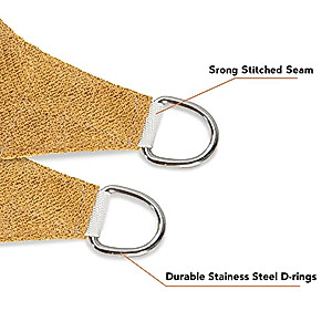 ASTEROUTDOOR 12' x 12' Rectangle Sun Shade Sail UV Block Canopy Cover for Outdoor Patio Backyard Lawn Garden, Sand