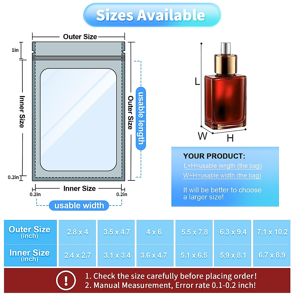 100 Pieces Smell Proof Mylar Bags- Resealable Holographic Packaging Pouch Bag with Clear Window for Food Storage Eyelash Jewelry Electronics Storage (Purple, 4 x 6 Inch)