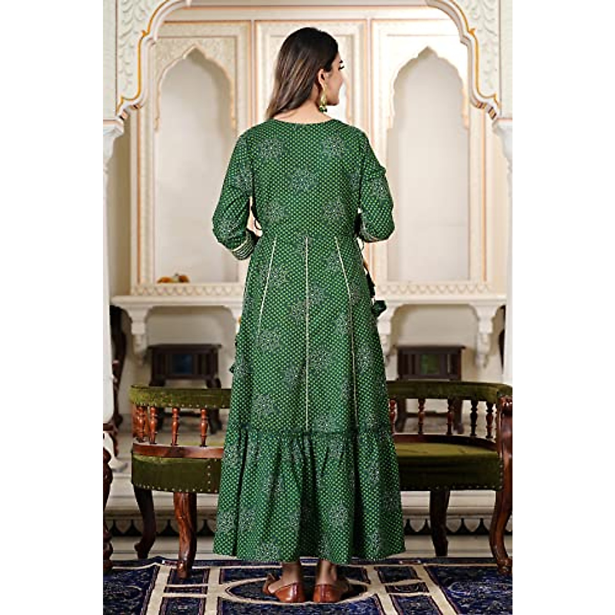 Cotton Anarkali Indian Kurti For Women Pakistani Wedding/Party Wear Designer Style Anarkali Suit for Womens (GREEN-XL)