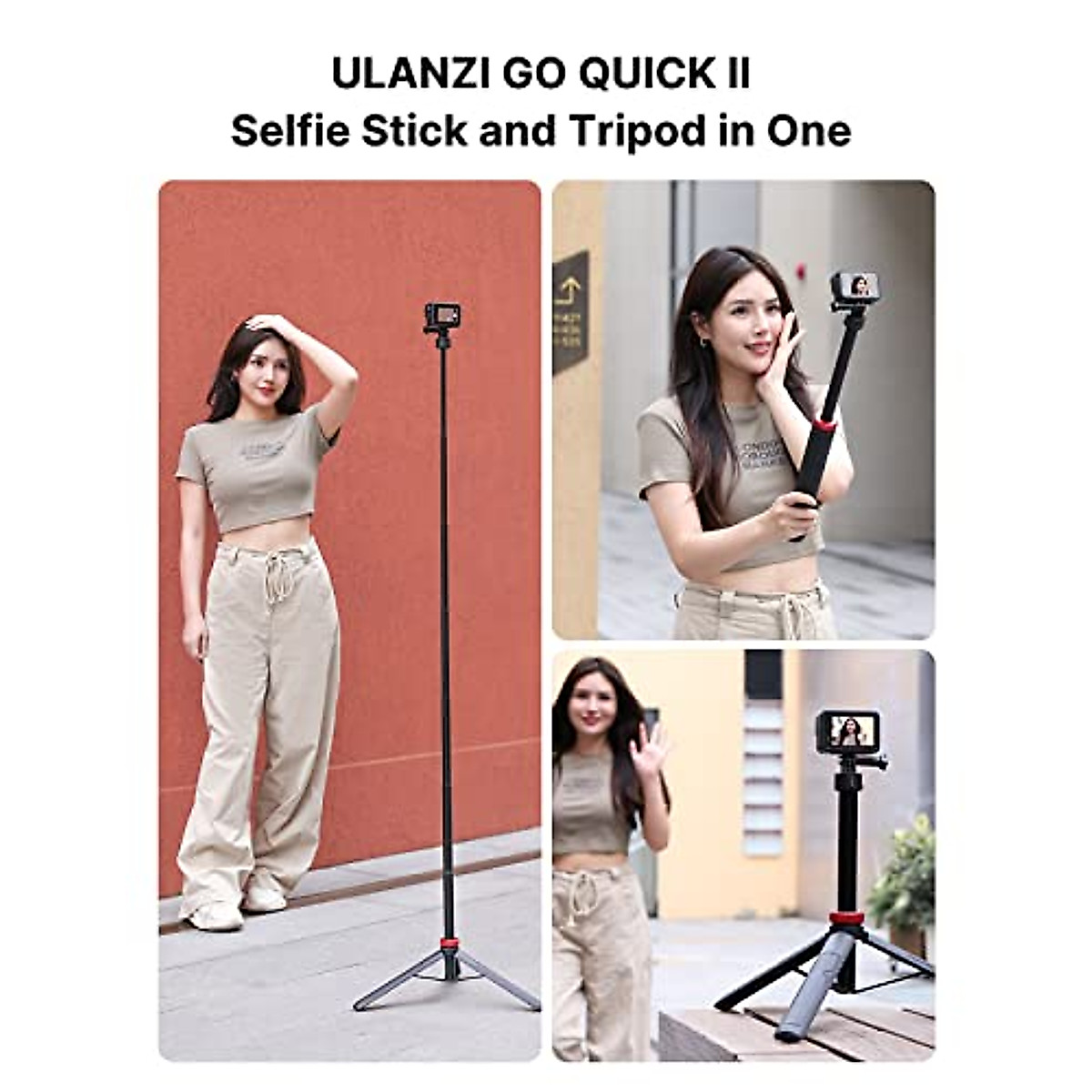 57in Selfie Stick Tripod for Gopro - ULANZI Go Quick II Extendable Tripod Stand Magnetic Suction Quick Release Vlog Accessories Handle for GoPro Hero 11 10 9 8 7 6 5/Max/DJI OSMO Action Cam