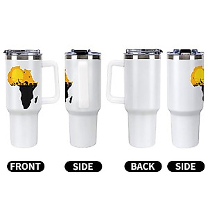 African Map with Wild Animals 40oz Water Bottle Double Wall Insulated Tumbler with Handle Leakproof Travel Mug White-style